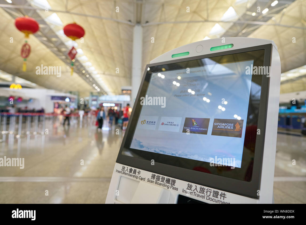 HONG KONG, CHINA - CIRCA FEBRUARY, 2019: self check-in kiosk in Hong ...