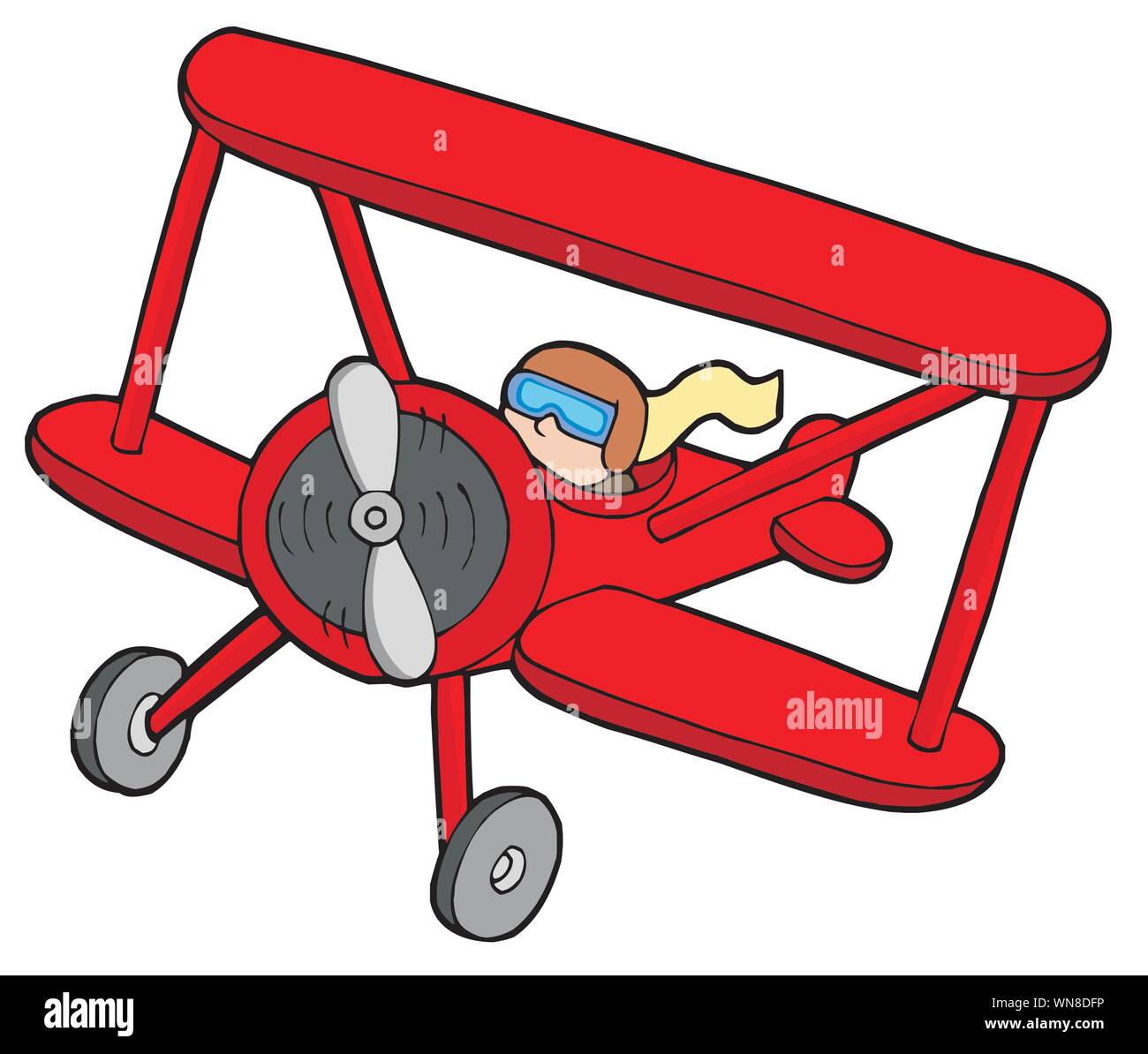 Flying red biplane Stock Vector Image & Art - Alamy