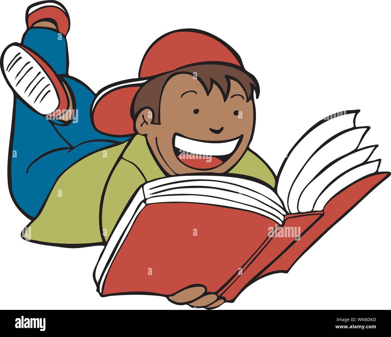 Smart boy reading book Cut Out Stock Images & Pictures - Alamy