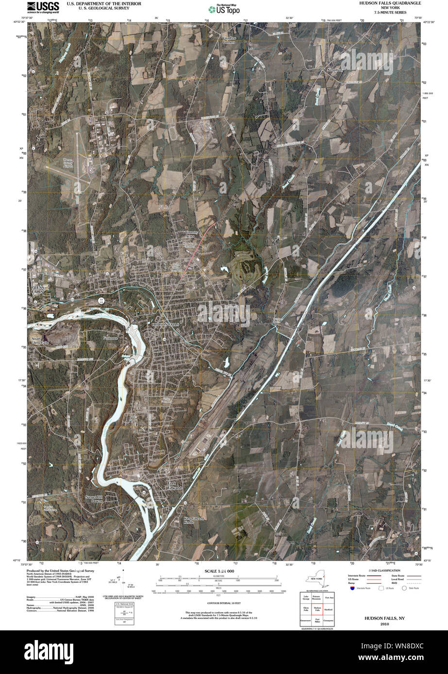 Map of hudson falls new york Cut Out Stock Images & Pictures - Alamy