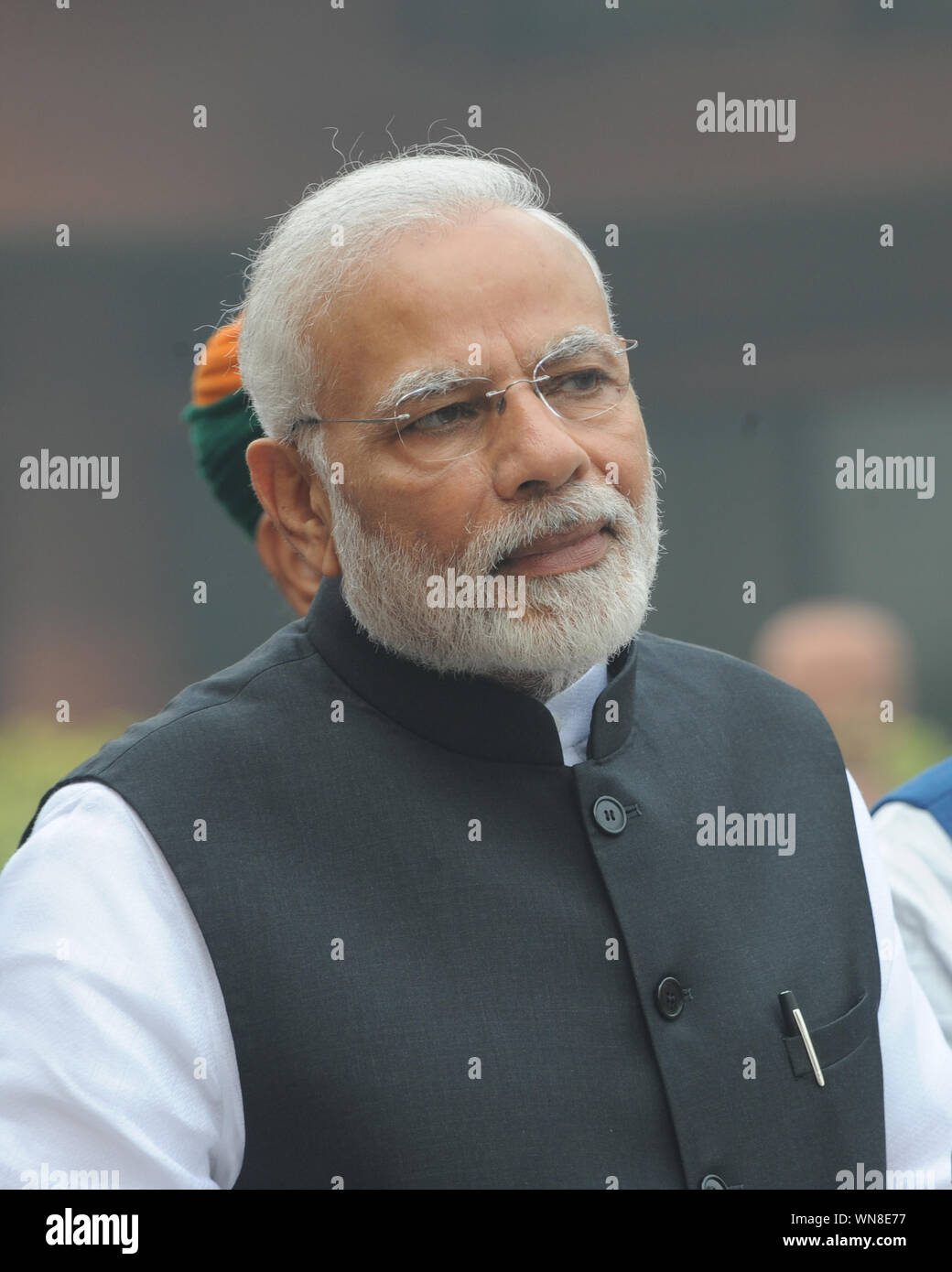 Indian Prime Minister Narendra Modi of the right wing Bhartiya Janta Party at Parliament House ...