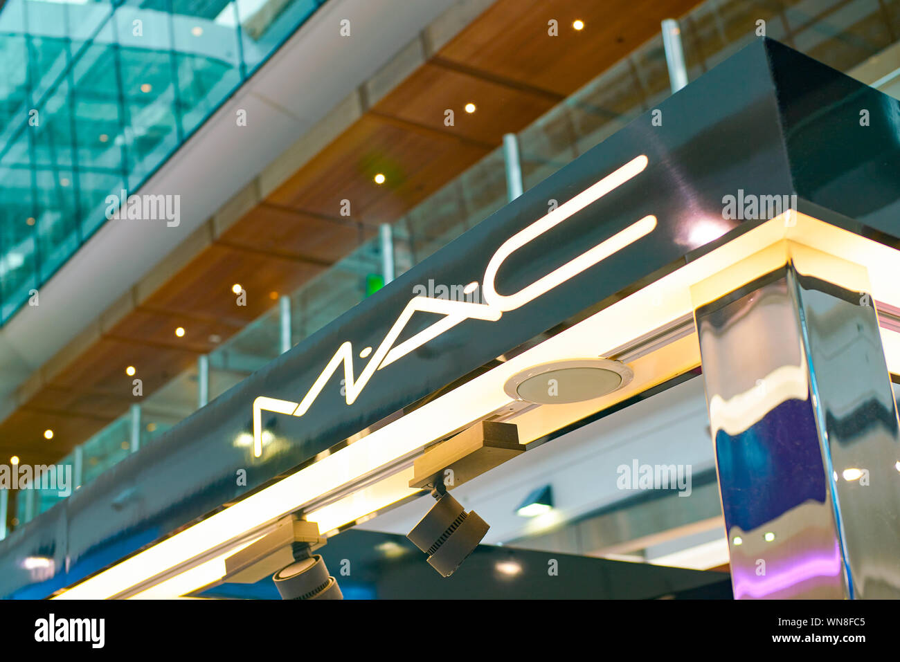 DUBAI, UAE - CIRCA JANUARY, 2019: close up shot of MAC sign in Dubai ...