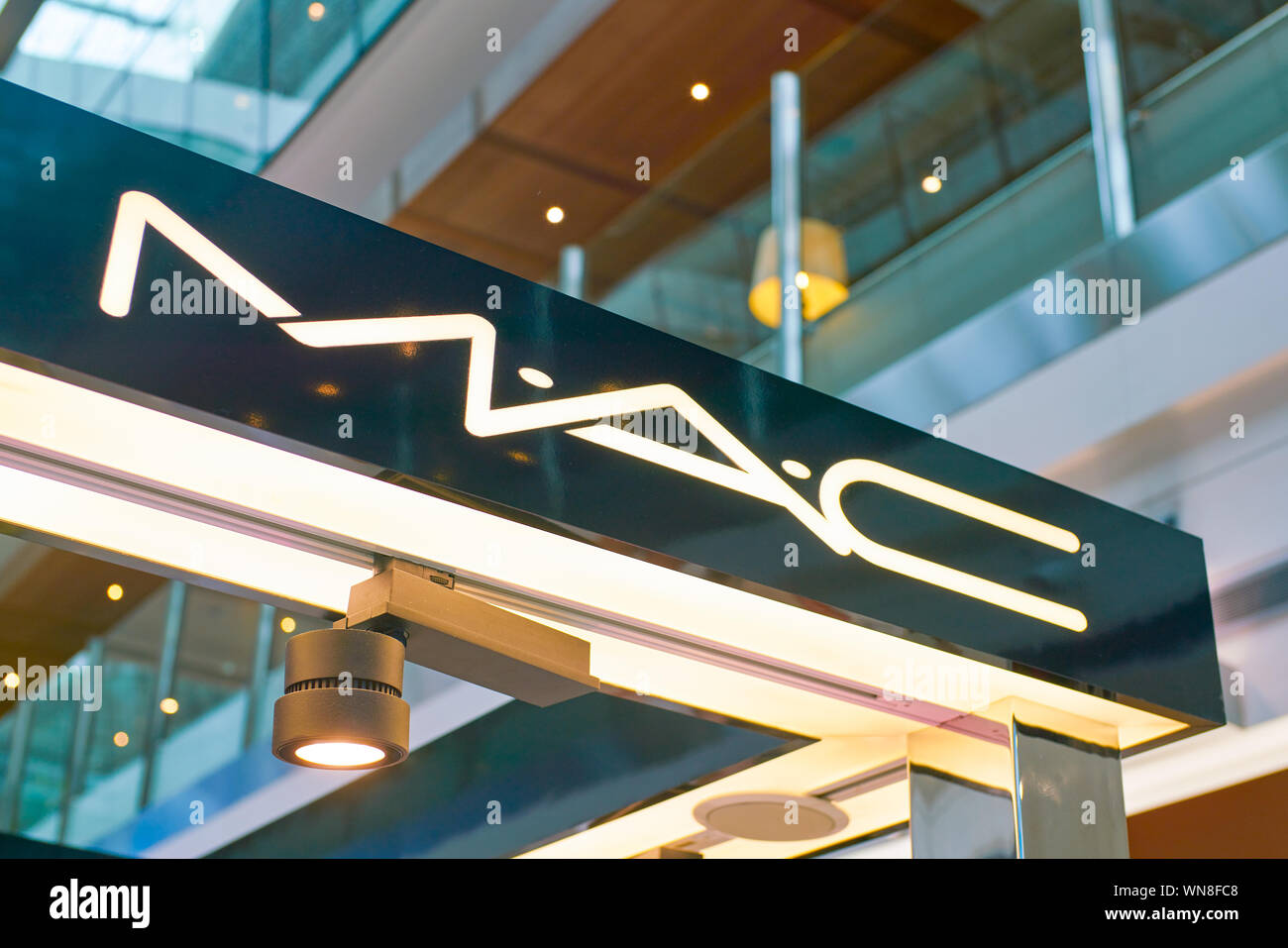 DUBAI, UAE - CIRCA JANUARY, 2019: close up shot of MAC sign in Dubai ...