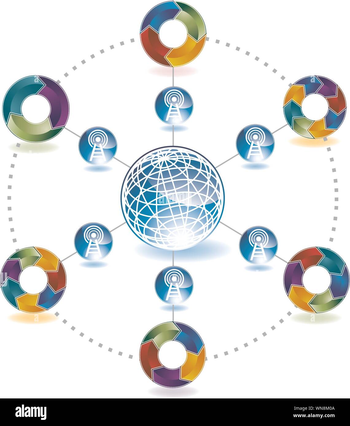 Process Network Diagram - 3D Arrows Stock Vector Image & Art - Alamy