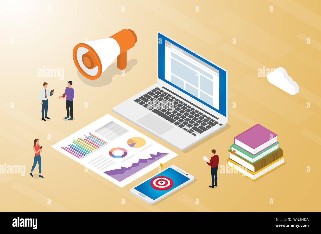 advertising or advertisement business concept with team marketing and ...