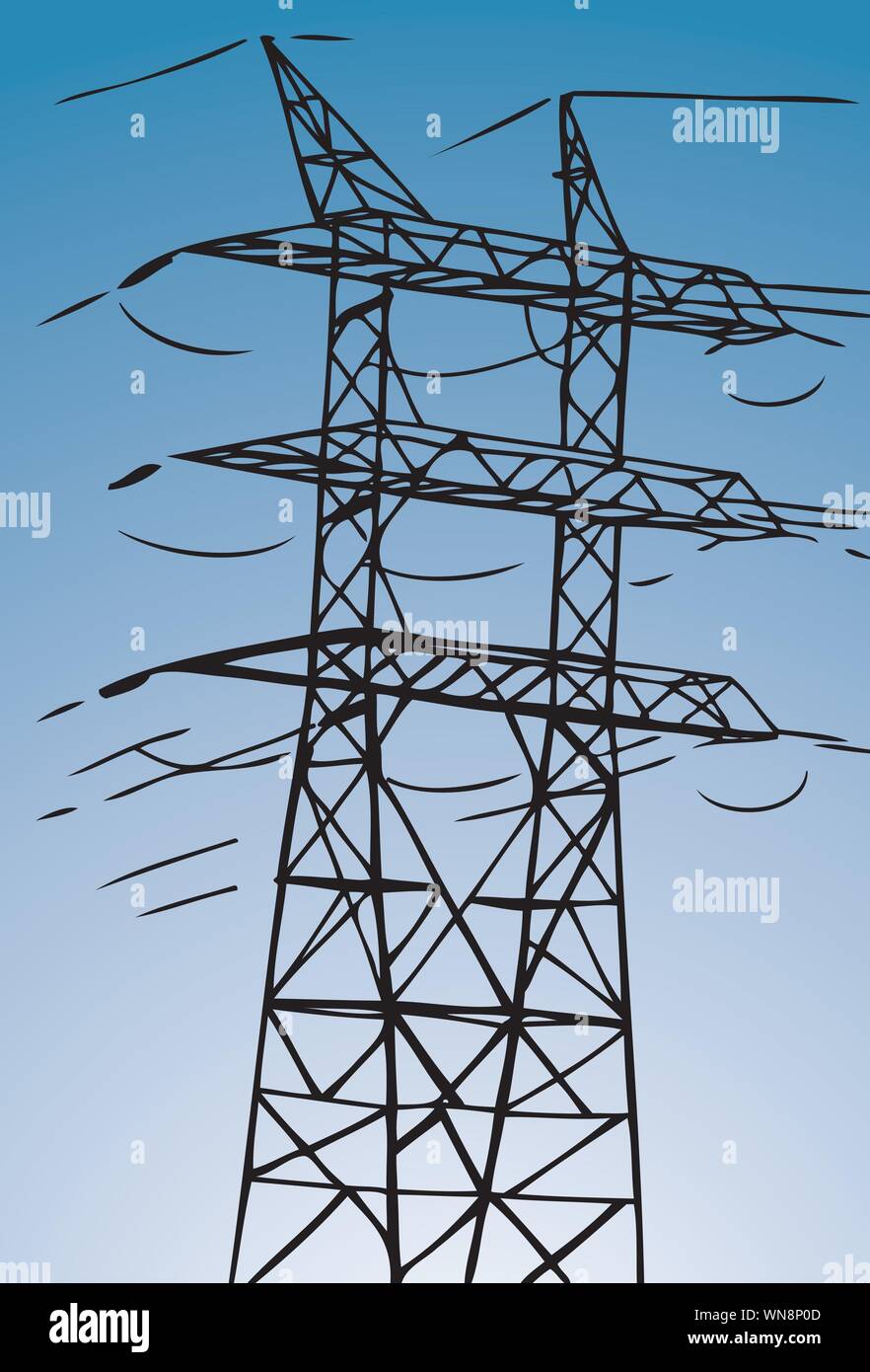 High voltage power lines transmitting Stock Vector Images - Alamy