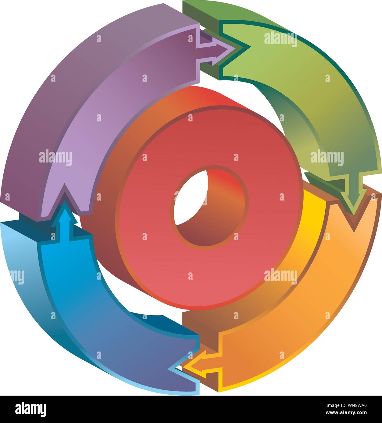 Process Circle Diagram - 3D Arrows Stock Vector Image & Art - Alamy