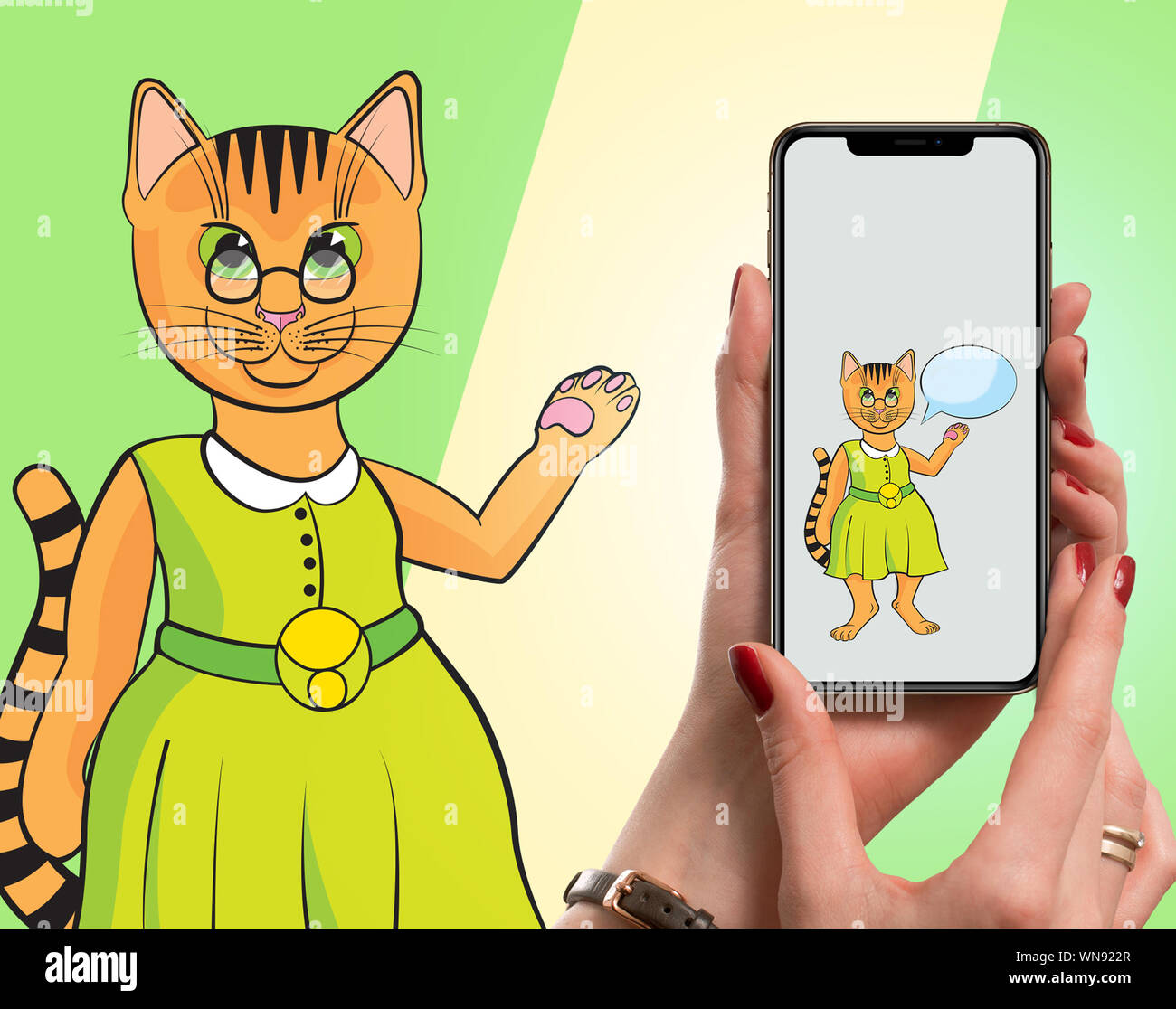cute cat on the phone screen are based on the clean and light stylen ...