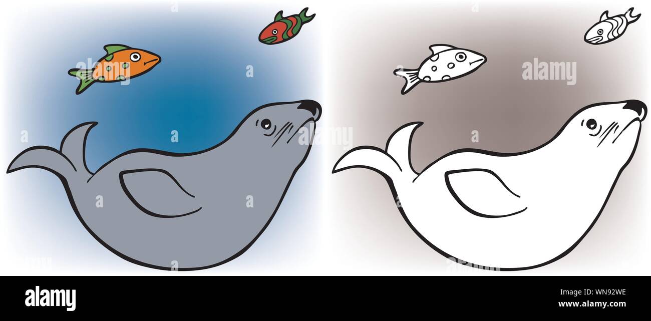 Seal and Fish Stock Vector Image & Art - Alamy