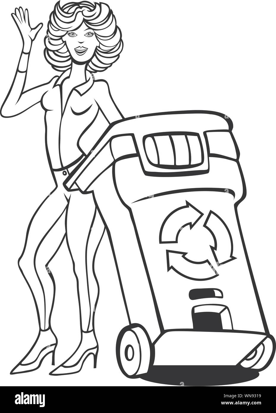 Recycling Bin Woman Line Art Stock Vector Image & Art - Alamy