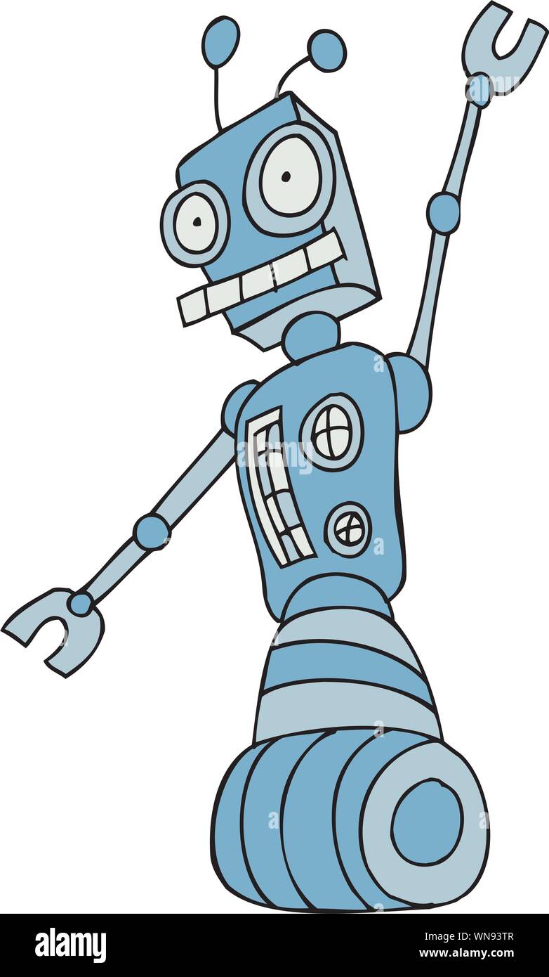Cartoon running robot illustration Cut Out Stock Images & Pictures - Alamy