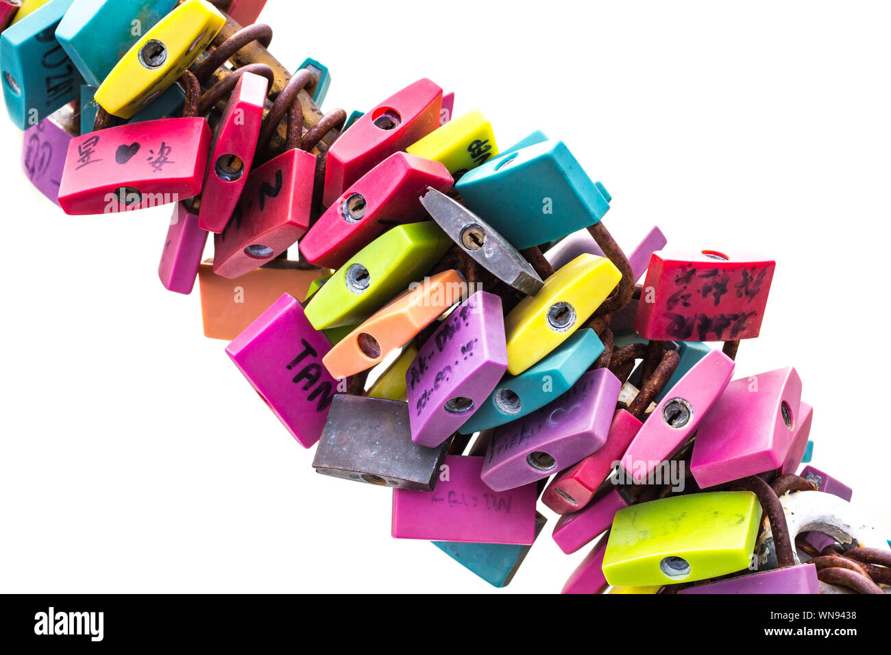 Colorful lock with messages written in Thailand on the white background ...