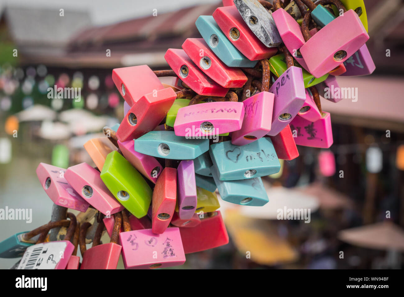 Vintage colorful lock with rusty in travel at Thailand Stock Photo - Alamy