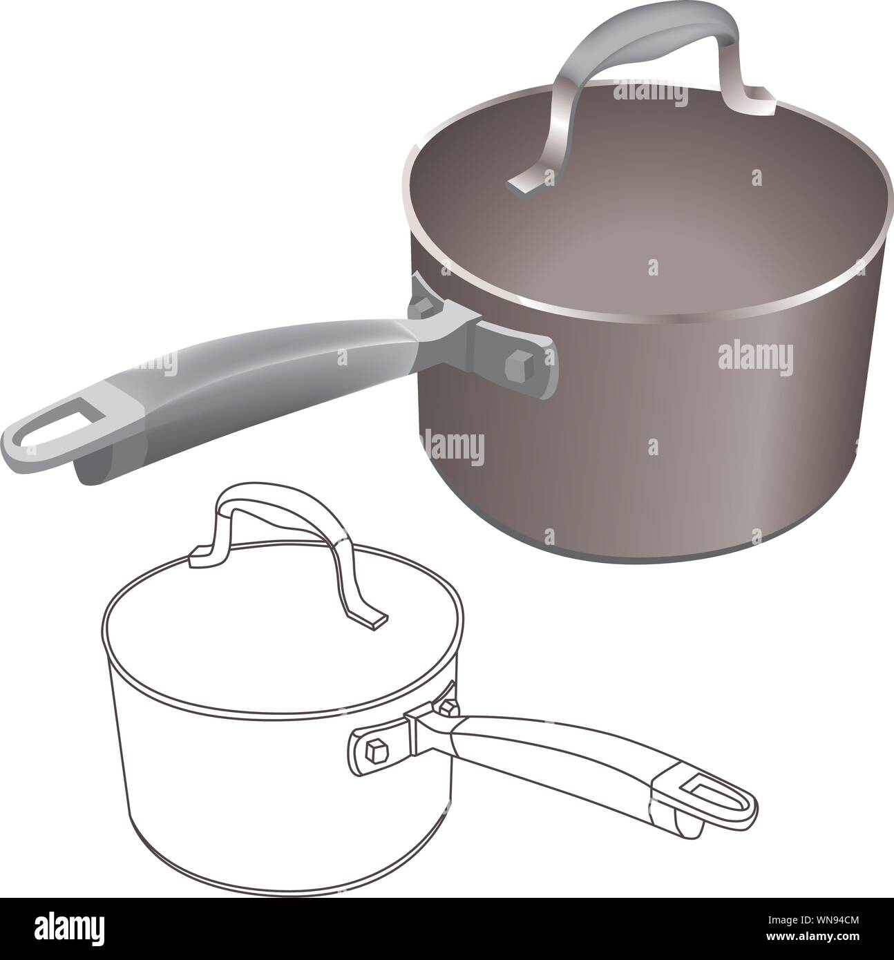 Black cooking pots Stock Vector Images - Alamy