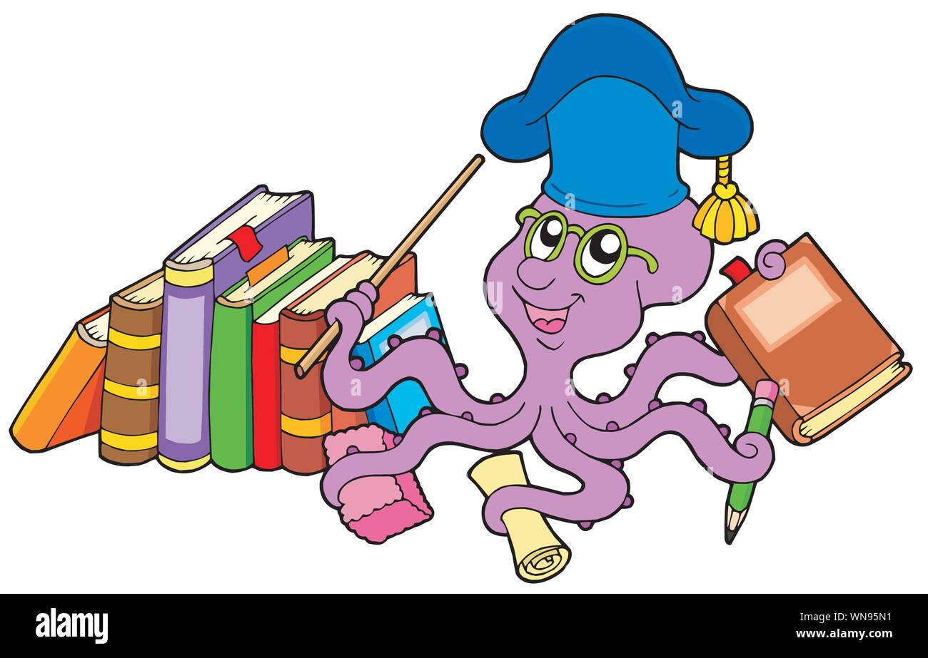 Octopus teacher with books Stock Vector Image & Art - Alamy
