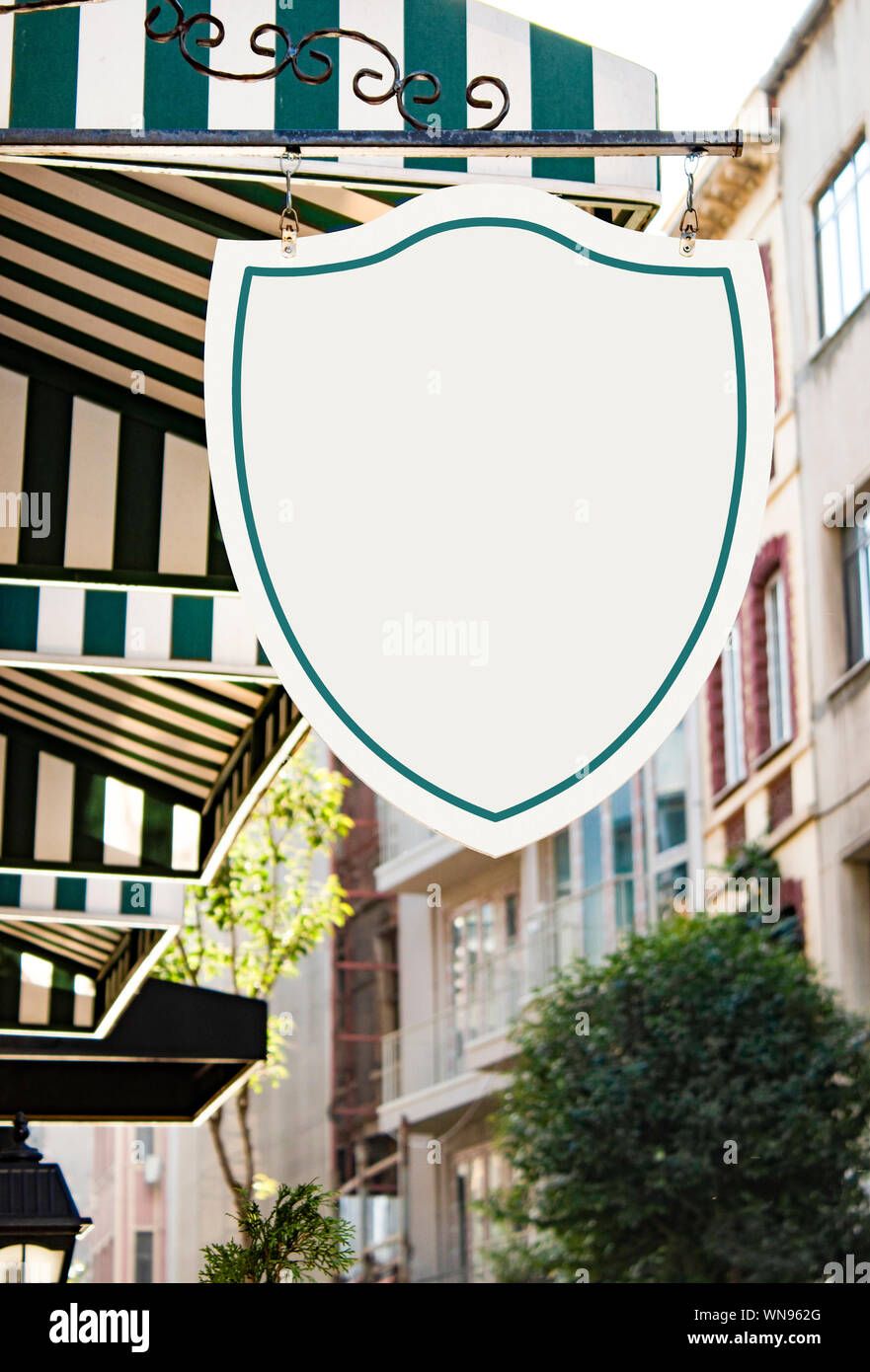 signboard mockup and template empty frame for logo and text on the ...