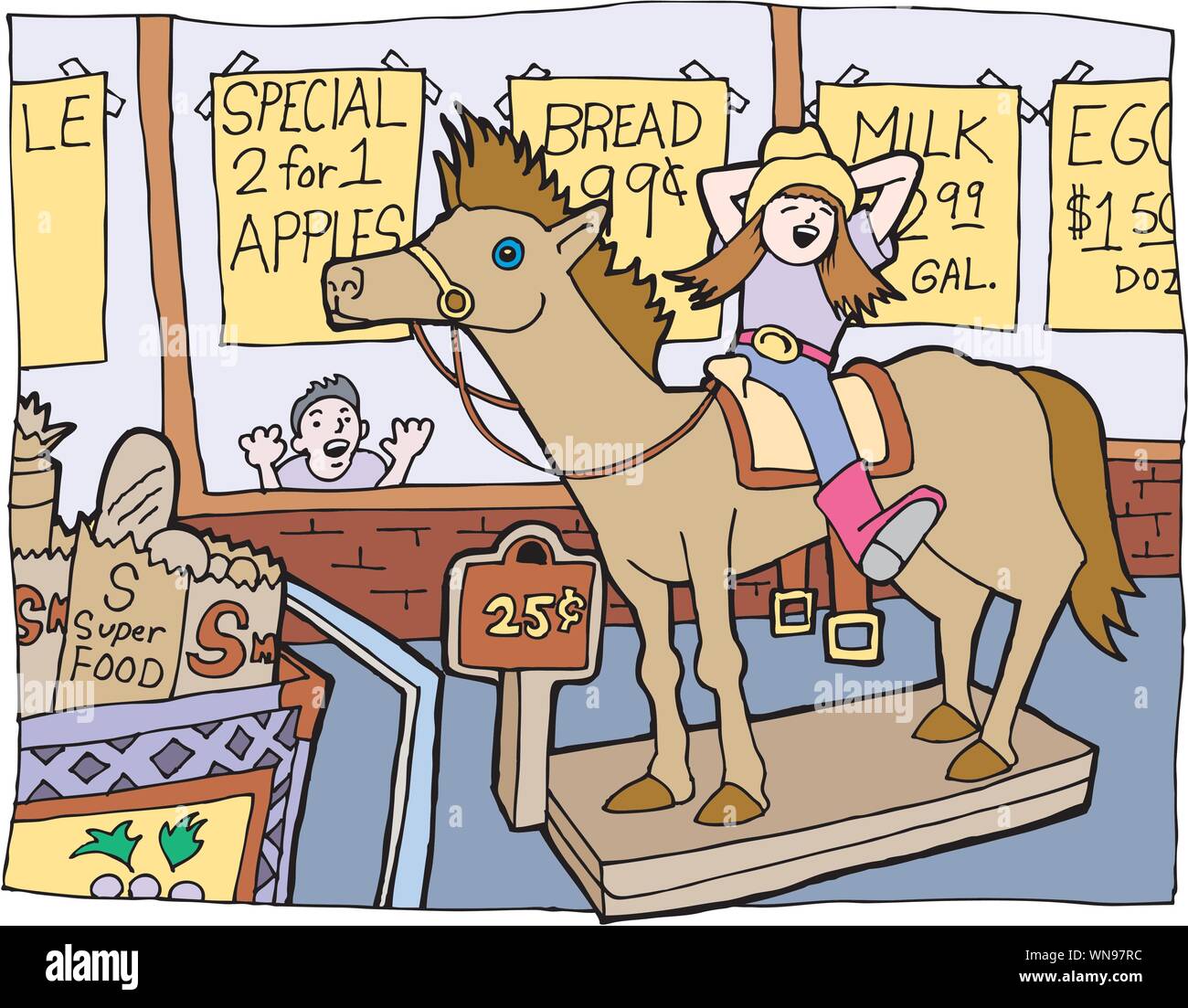Mechanical horse riding Stock Vector Images - Alamy