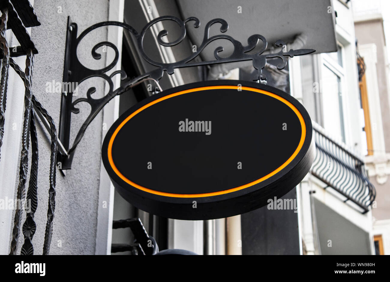 signboard mockup and template empty frame for logo and text on the ...