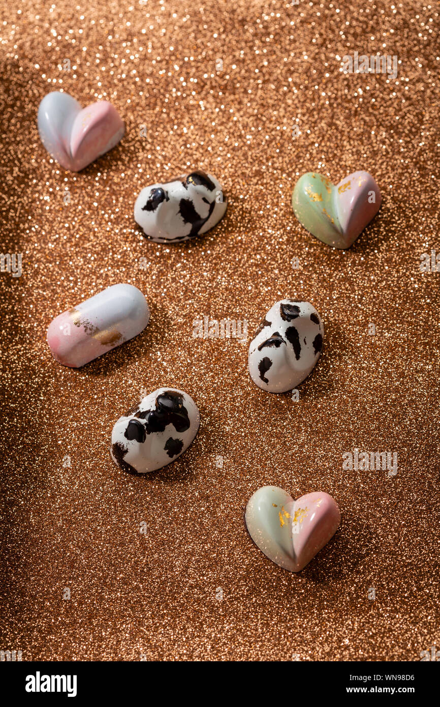 Collection modern chocolate candies top view Stock Photo - Alamy