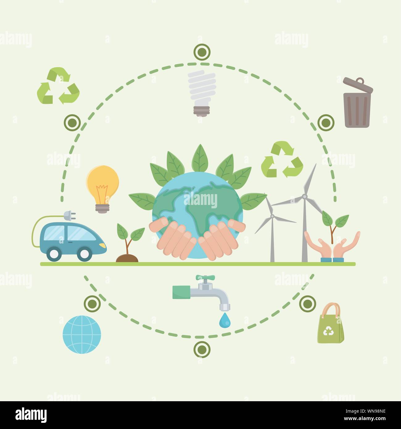 Icon set design, Save energy ecology power eco environment recycle and ...