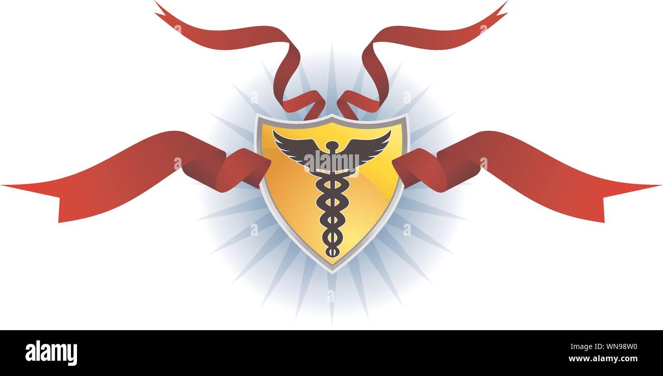 Caduceus Medical Symbol - Shield with Ribbon Stock Vector Image & Art ...