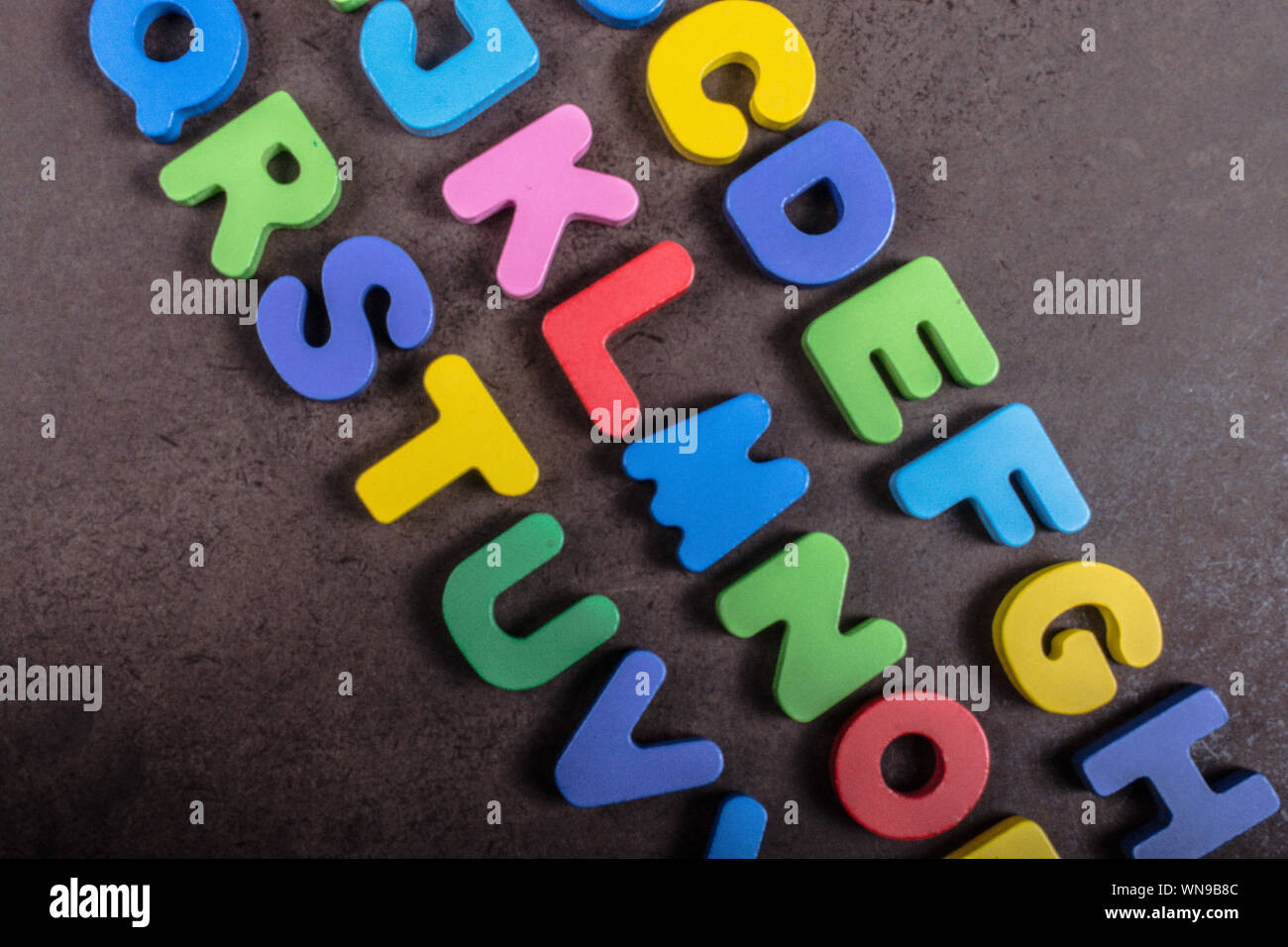 Alphabet ABC wooden letters for early education concept Stock Photo - Alamy