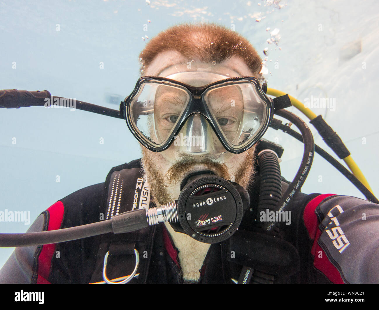 Scuba diver looking up hi-res stock photography and images - Alamy