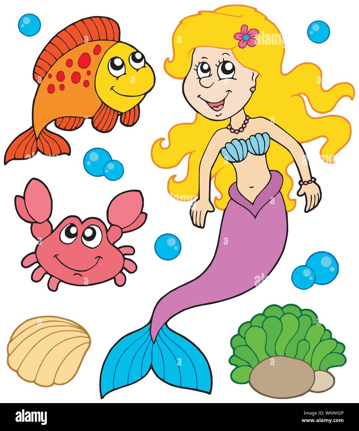 Mermaid Posing Underwater Stock Vector Images - Alamy