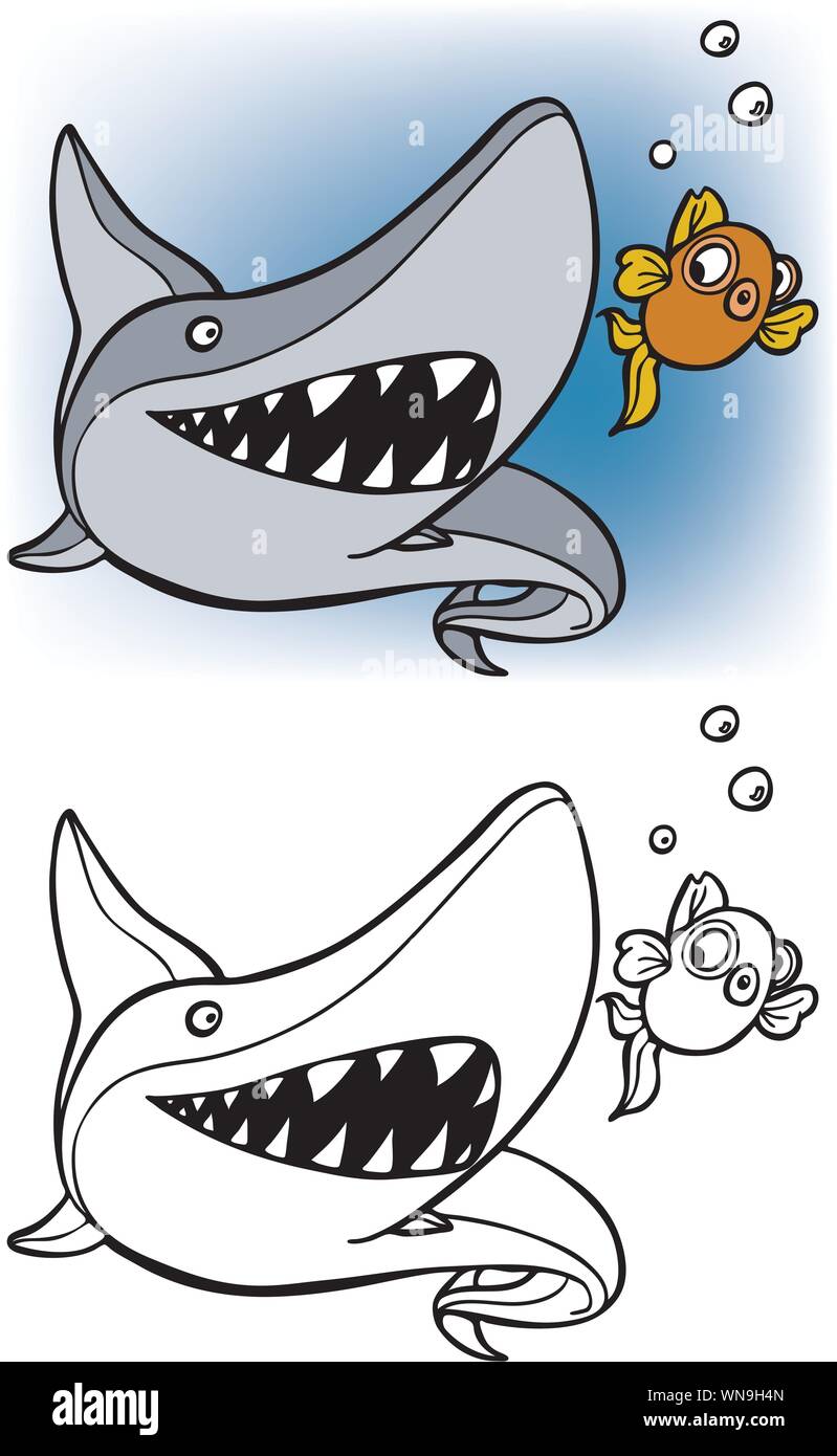 Shark black white coloring Cut Out Stock Images & Pictures - Alamy