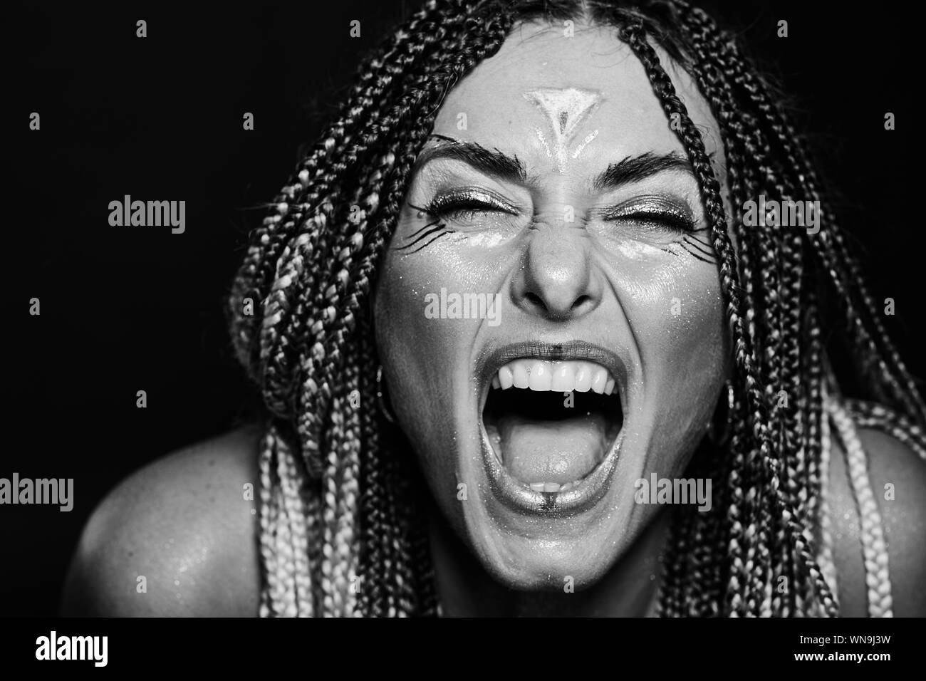Women screaming Black and White Stock Photos & Images - Alamy