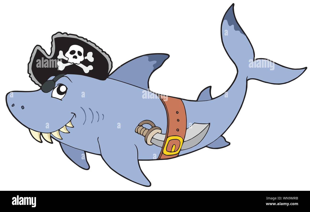 Cartoon pirate shark Stock Vector Image & Art - Alamy