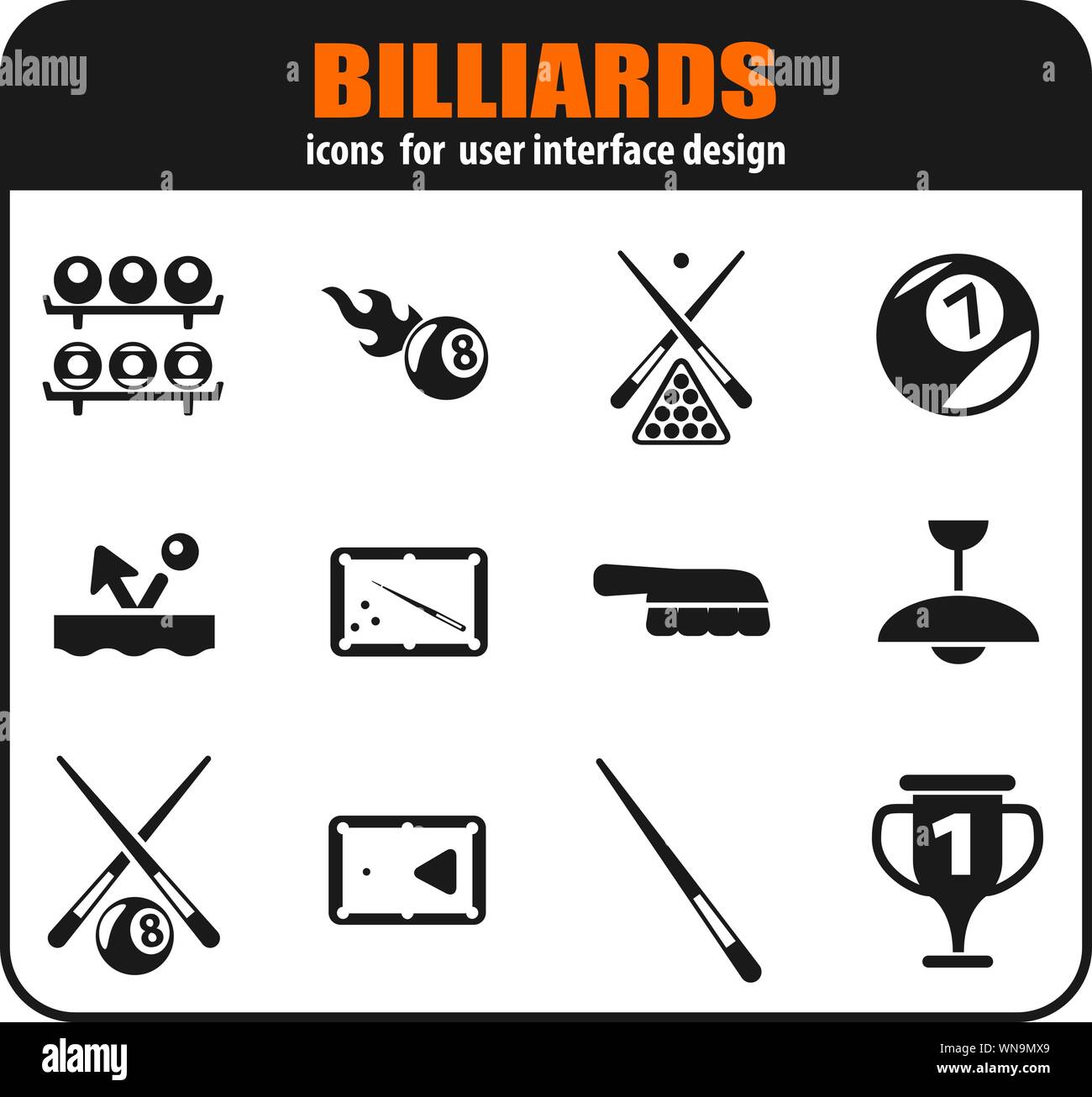 Billiards icon set Stock Vector Image & Art - Alamy