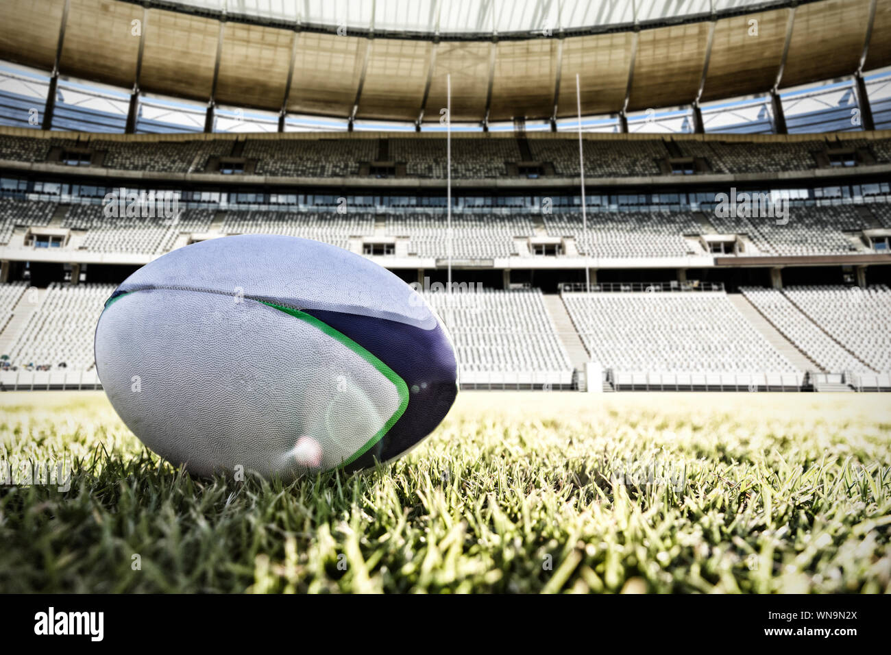 Rugby ball on pitch hi-res stock photography and images - Alamy