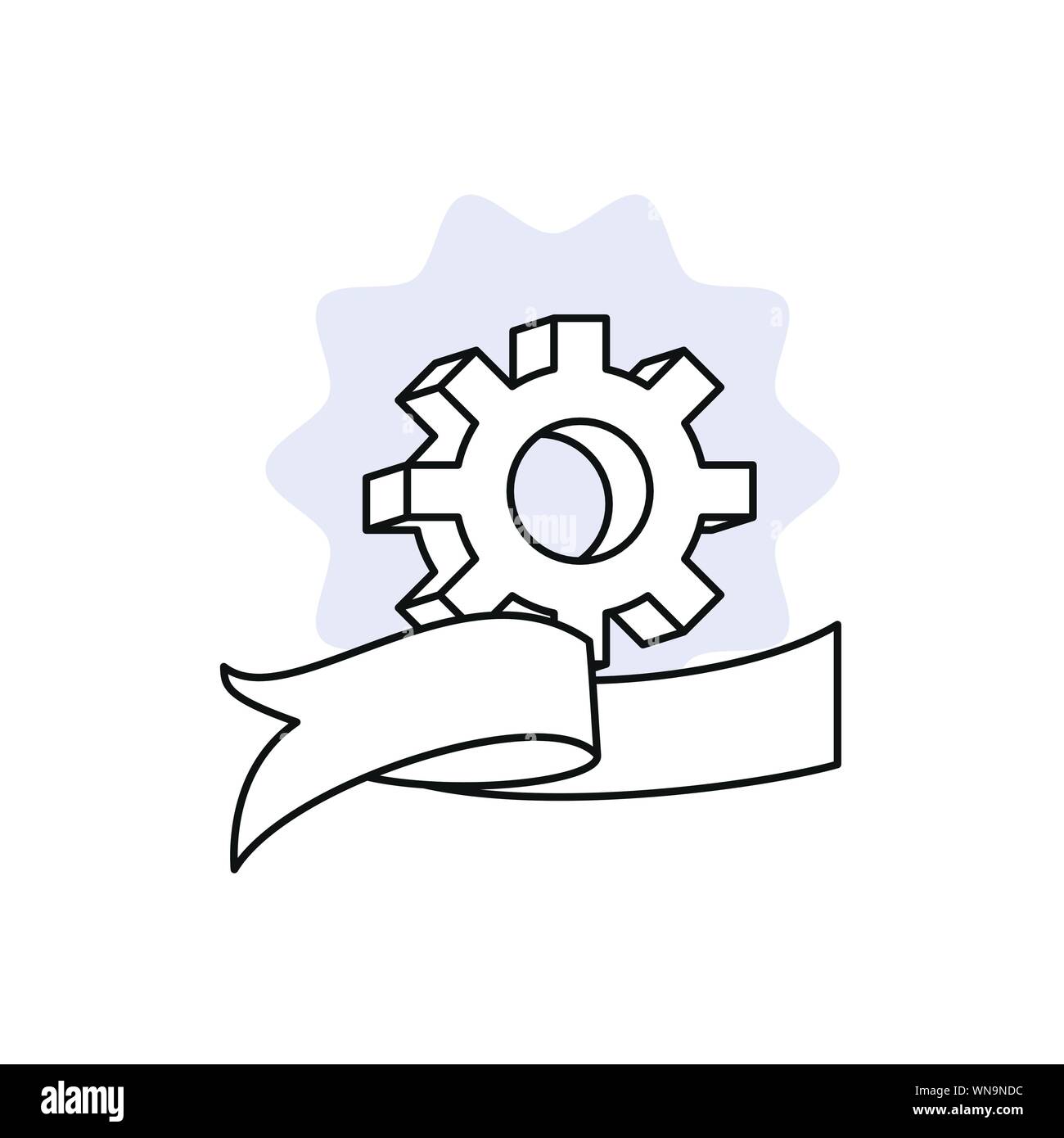 gear pinion with ribbon decoration vector illustration design Stock ...