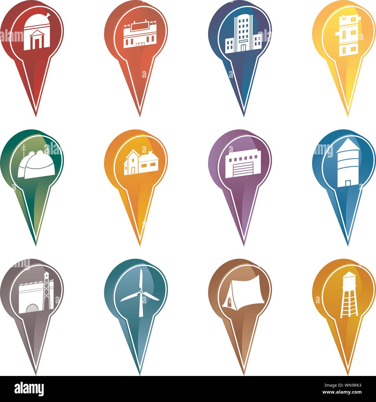 Building Marker Icons Stock Vector Image & Art - Alamy