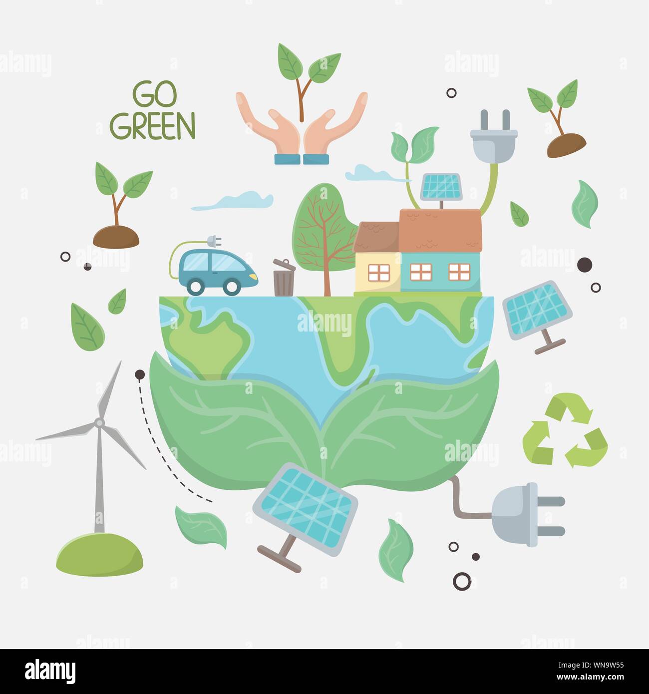 Icon set design, Save energy ecology power eco environment recycle and ...