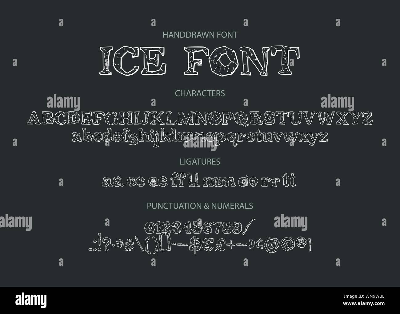 Hand drawn vintage vector alphabet ABC font with letters, numbers ...