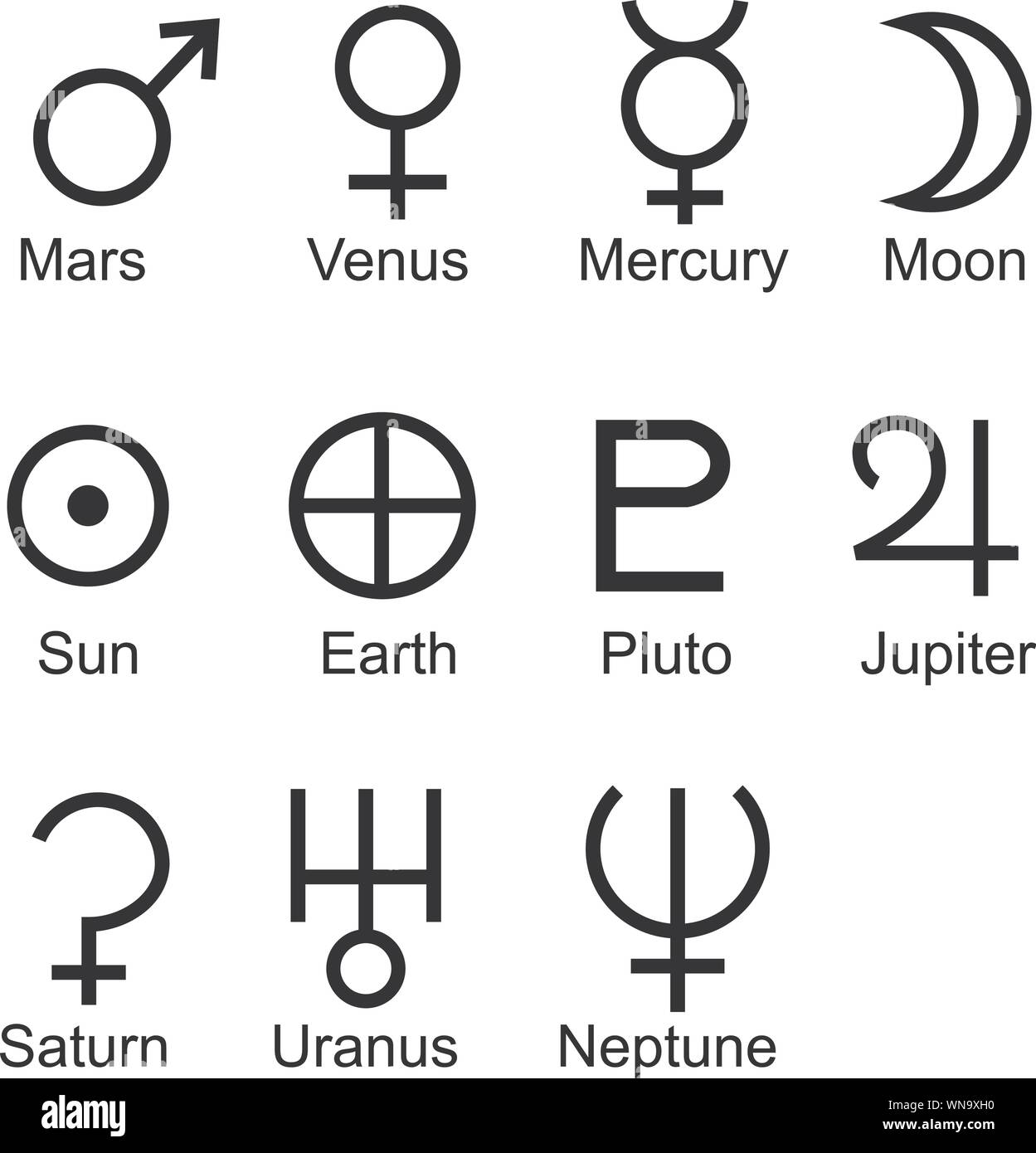 Planet glyphs hi-res stock photography and images - Alamy