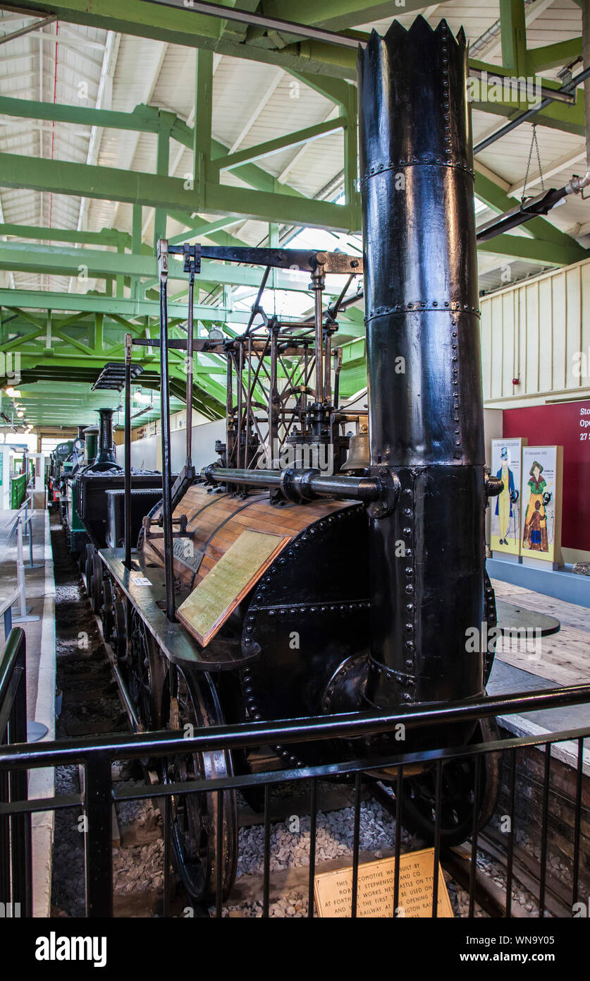 The famous Locomotion railway engine at the Head of Steam museum in ...