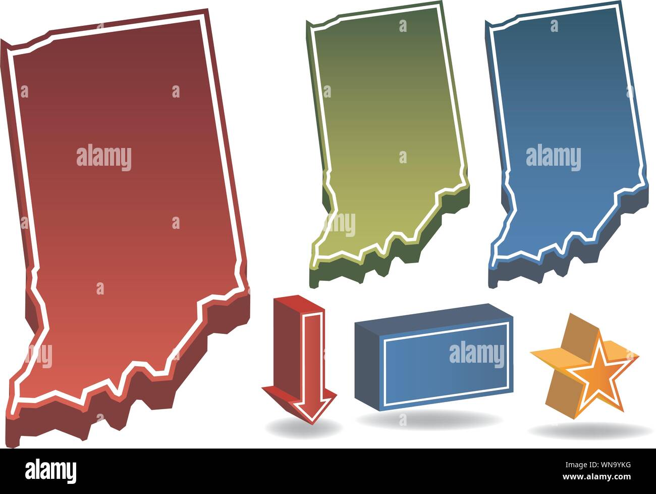 Indiana map and 3d Cut Out Stock Images & Pictures - Alamy