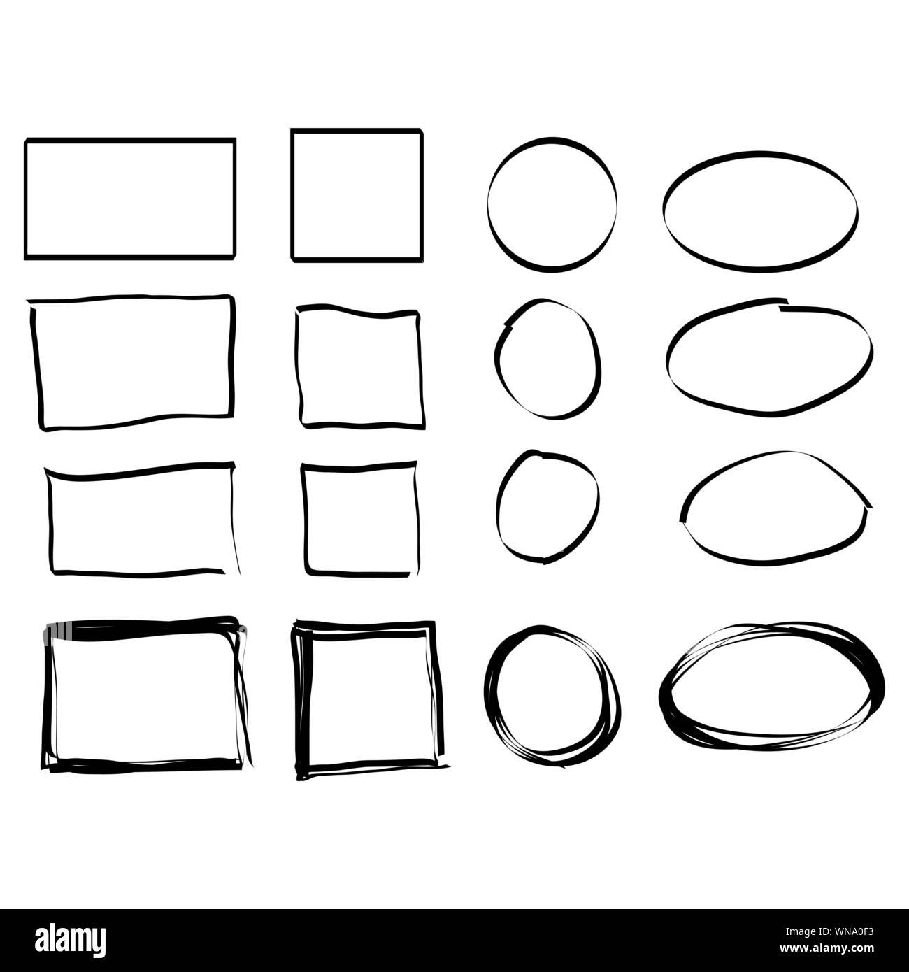 Black circle and square frames. Brush strokes. design elements set ...