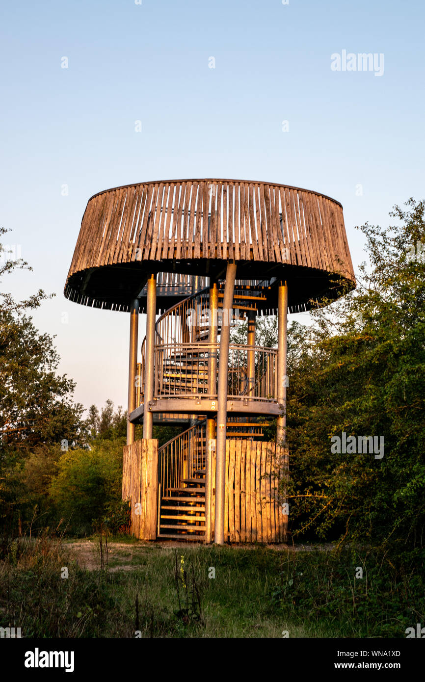 A wooden watchtower and observation tower in a forest in gelderland ...