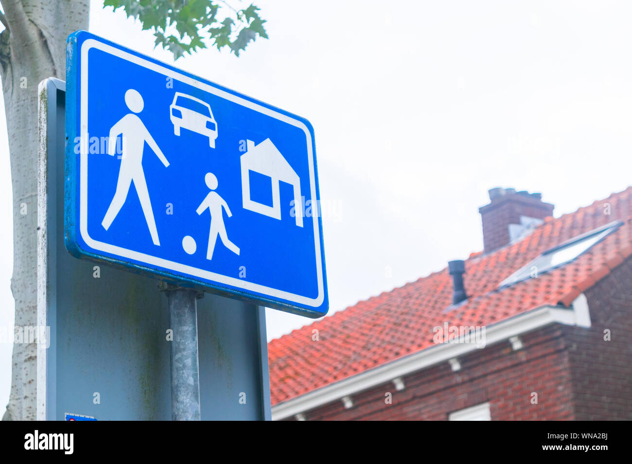 Dutch road sign: living street Stock Photo - Alamy