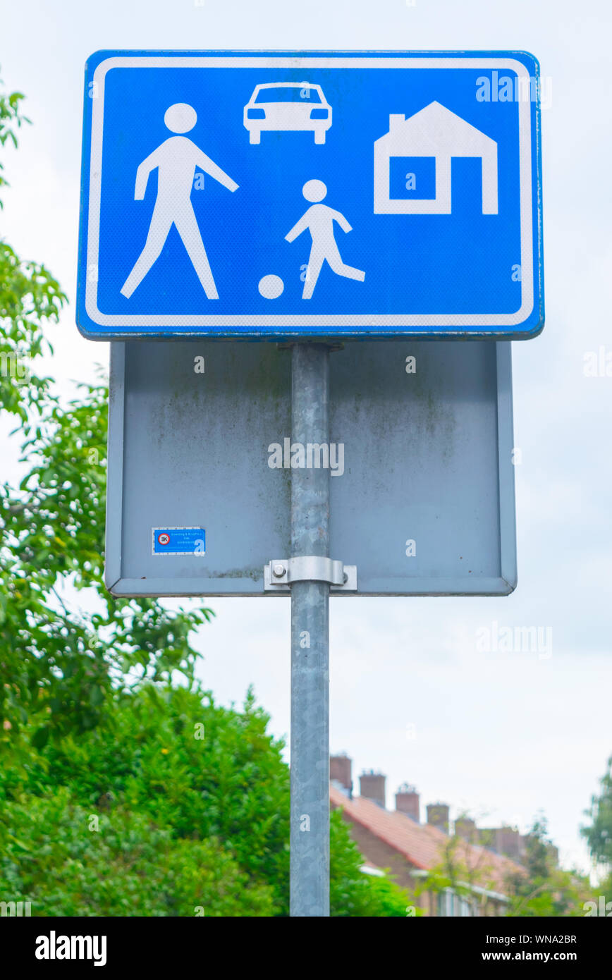 Dutch road sign: living street Stock Photo - Alamy