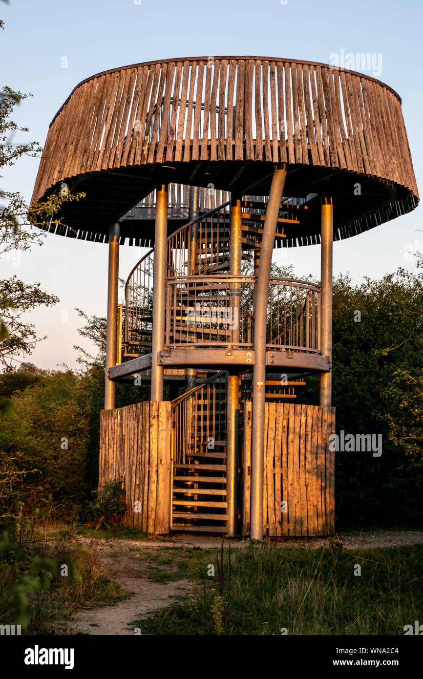 A wooden watchtower and observation tower in a forest in gelderland ...