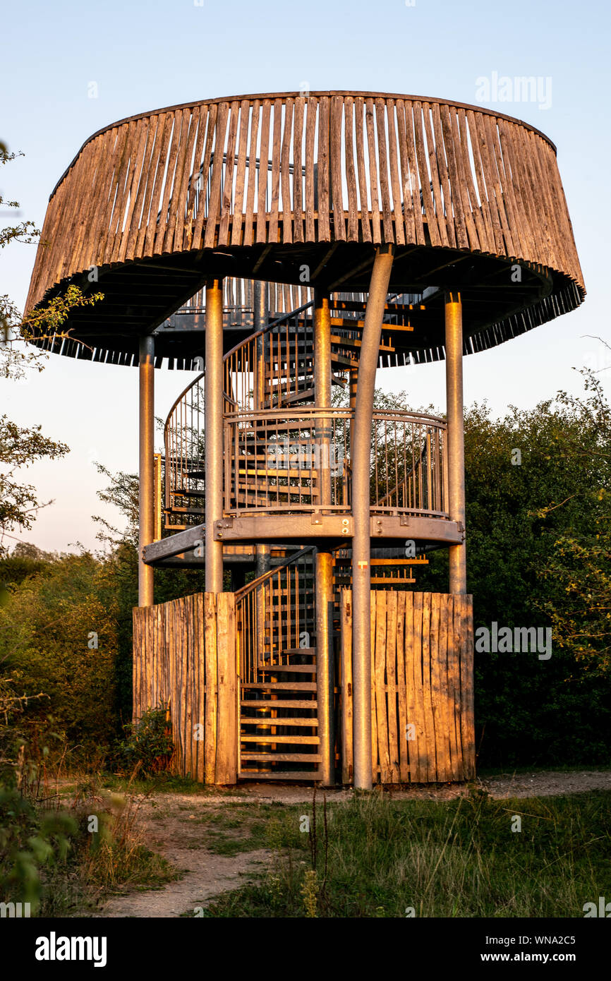 A wooden watchtower and observation tower in a forest in gelderland ...
