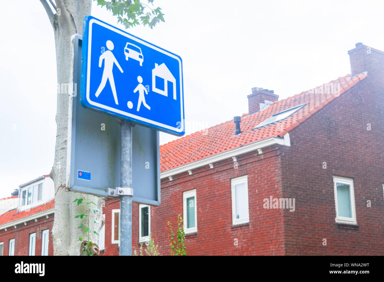 Dutch road sign: living street Stock Photo - Alamy