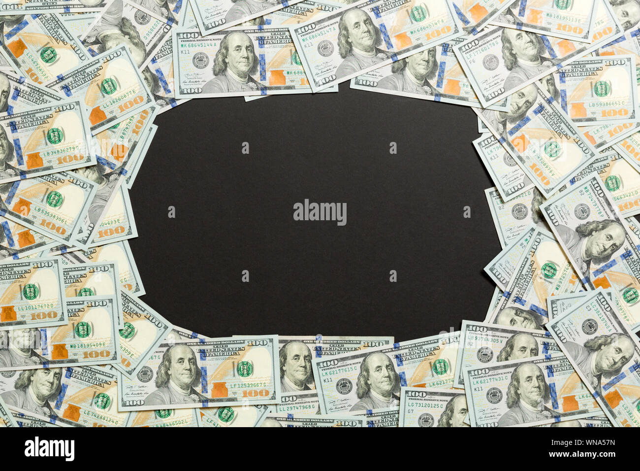 Frame of one hundred dollar bills with empty space for your design. Top ...