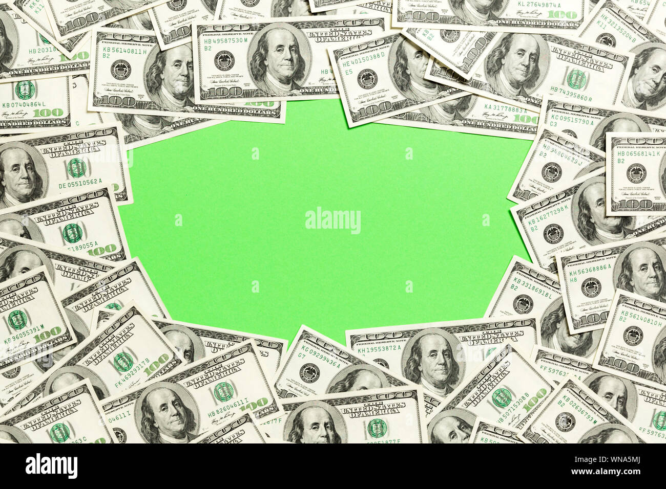 Frame of one hundred dollar bills with empty space for your design. Top ...