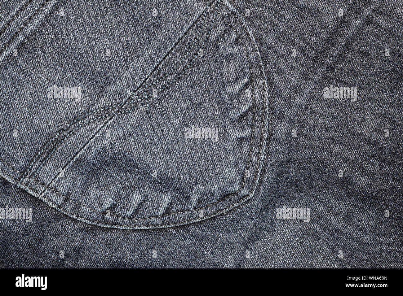 Background texture of old jeans with a pattern of wrinkles and bags ...